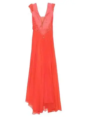RHEA COSTA Lace-trim Maxi Dress - Orange