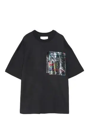 YOSHIOKUBO Cotton Jersey Zip-pocket T-shirt - Black