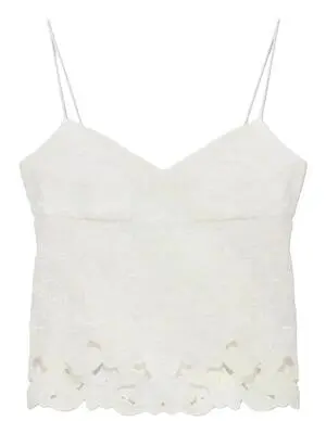 Isabel Marant Étoile Ramie Floral-embroidered V-neck Tank - White