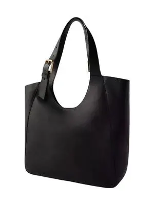 Furla Grained Leather Tote Bag With Buckle Detail - Black