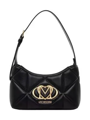 Moschino Diamond Quilted Tote Bag With Gold-tone Logo Plaque - Black