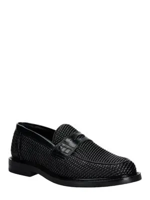 Filling Pieces Reed Woven Design Penny Loafers - Black