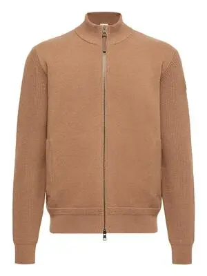 Moncler Wool & Cashmere Zip-up Cardigan - Brown
