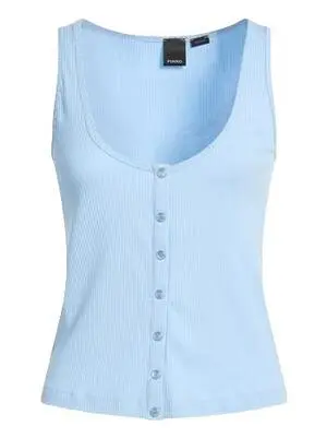 Pinko Cotton Lyocell Elastane Sleeveless Top - Blue