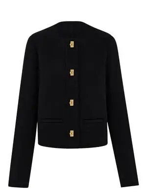 FERRAGAMO Wool And Cashmere Gancini Jacket - Black