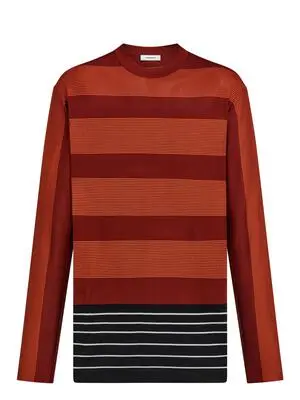 FERRAGAMO Striped Crew Neck Sweater - Red