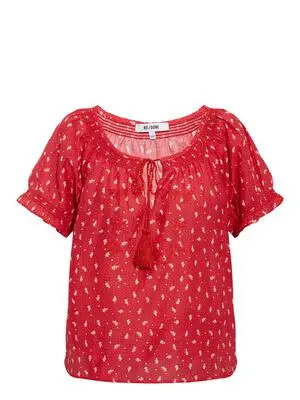 RE/DONE Katie' Embroidered Floral Blouse - Red