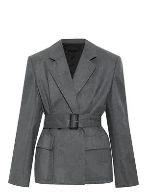LANVIN Belted Wool Blazer - Grey