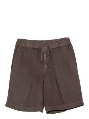 INLINUM Drawstring Waist Shorts - Brown