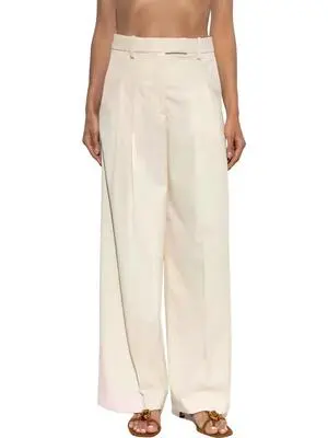 BY MALENE BIRGER Taalia Pleated Wide-leg Trousers - Neutrals