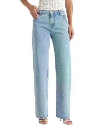 Manière De Voir Calista Embroidered Straight-leg Jeans - Blue