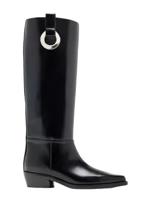 Proenza Schouler Bronco Grommet Knee High Boots - Black