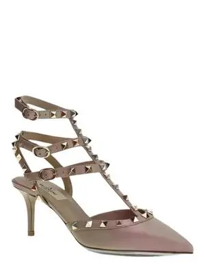 Valentino Garavani Rockstud Ankle-strap Mules - Neutrals
