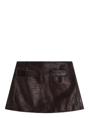THE FRANKIE SHOP Rory Croc-embossed Leather Mini Skirt - Brown