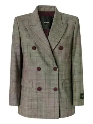 Pinko Check Double-breasted Blazer - Neutrals
