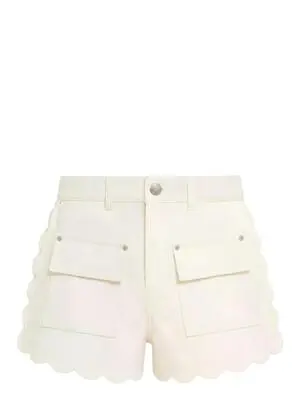 Farm Rio Scalloped-edge Cargo Shorts - Neutrals