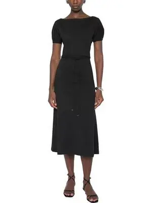 LEMAIRE Belted Boat-neck Midi Dress - Black