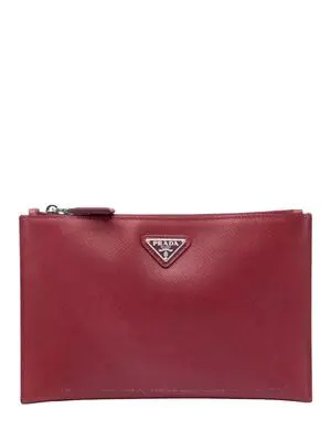 Prada Saffiano Leather Clutch Bag - Red