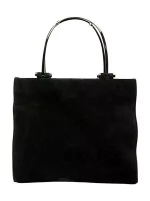 Gucci Suede Metal Handle Bag - Black