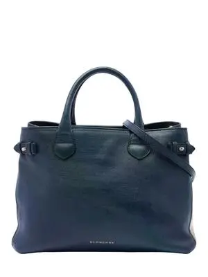 Burberry Leather And House Check Banner Satchel - Blue