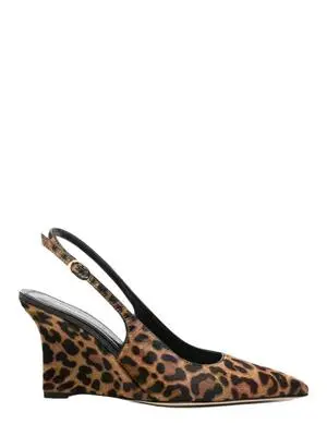 STUART WEITZMAN Vinnie Leopard-print Wedge Pumps - Brown