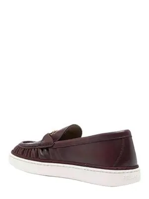 FERRAGAMO Gancini Ruched Loafers - Brown