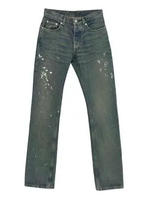 Helmut Lang 2000s Paint-splatter Straight Leg Jeans - Blue