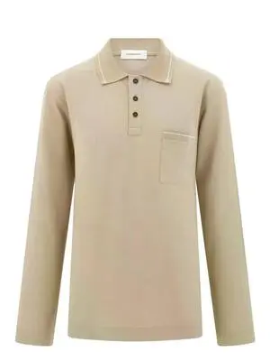 FERRAGAMO Long-sleeved Polo Shirt - Neutrals