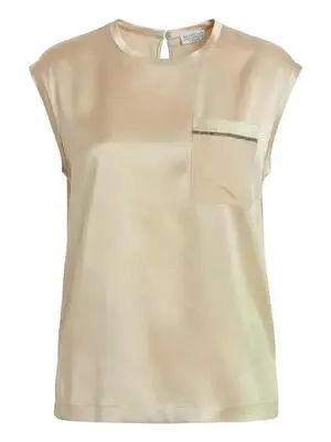 Brunello Cucinelli Monili Embellished Silk Top - Neutrals