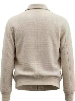 Brunello Cucinelli Prince Of Wales Check Cashmere Zip-up Jacket - Neutrals