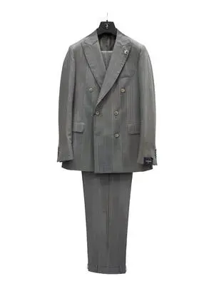TOMBOLINI Double-breasted Pinstriped Suit - Grey
