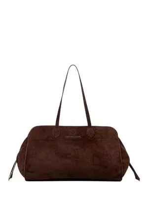 Moschino Logo-lettering Suede Tote Bag - Brown
