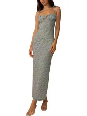 MONTCE Floral-print Petal Maxi Dress - Blue