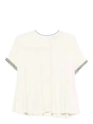 Fabiana Filippi Short-sleeve Top With Striped Trim - Neutrals