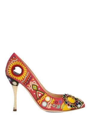 Moschino Embroidered Mirror-embellished Pumps - Red