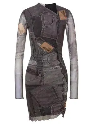 Moschino Printed Mesh Dress - Grey