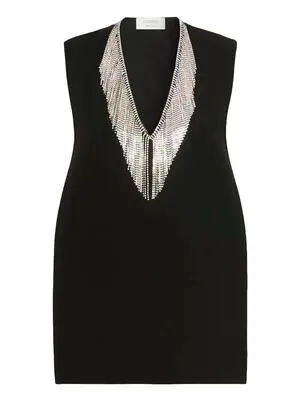 Sportmax Sleeveless V-neck Top With Crystal Embellishment - Black