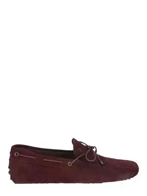 TOD'S Suede Driver Shoes With Bow Detailing - Red