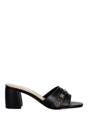 Guess Gauri Logo-embellished Block-heel Sandals - Black