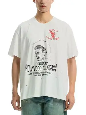 CHERRY LA Graphic-print Distressed T-shirt - Neutrals