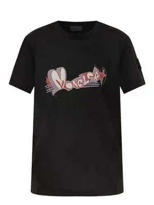 Moncler Logo Print T-shirt - Black