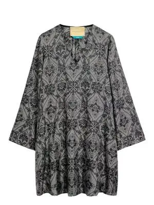 Momoni Naela Printed Silk Mini Dress - Grey