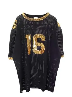 Celine Sequin-embellished "16" T-shirt - Black