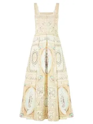Camilla X The Met" Graphic Print Midi Dress - Neutrals
