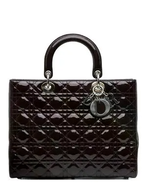 Dior Christian Dior Large Patent Cannage Lady Dior Satchel Red