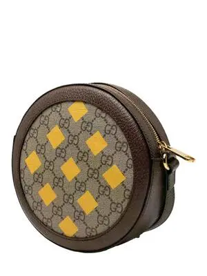 Gucci Ophidia Gg Supreme Web Graphic Print Round Crossbody Bag - Neutrals