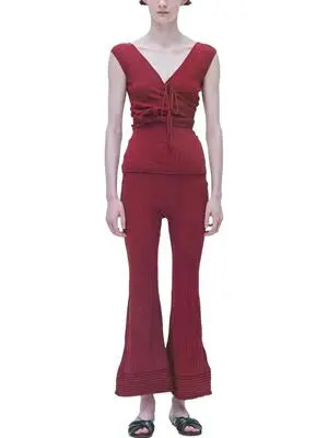 MULLER OF YOSHIOKUBO Textured Knit Flared Trousers - Red
