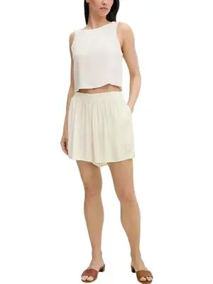 Guess Diagonal-weave Elasticated Waist Shorts - Neutrals