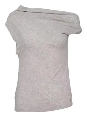 GLOWNY Tilt Draped Asymmetric T-shirt - Grey