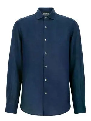MC2 SAINT BARTH Long-sleeved Linen Shirt - Blue